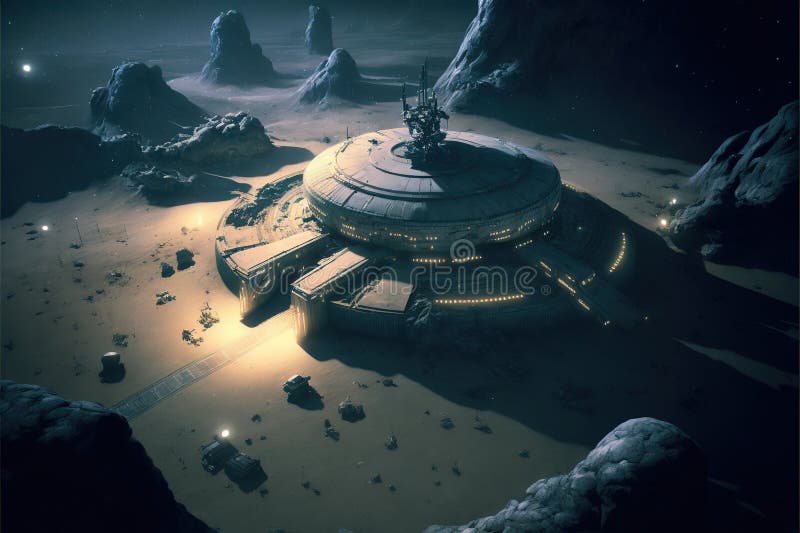 Scifi Moon Base with Futuristic Advance Structure Design on Alien ...