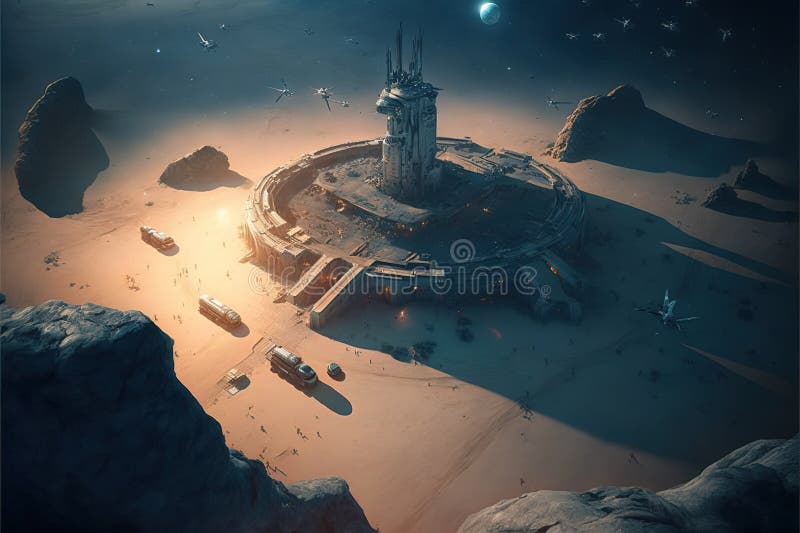 Scifi Moon Base with Futuristic Advance Structure Design on Alien ...