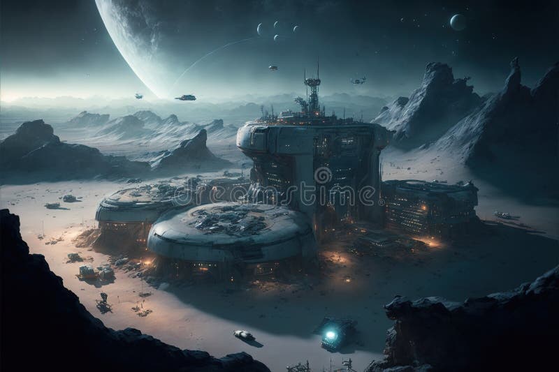 Scifi Moon Base with Futuristic Advance Structure Design on Alien ...