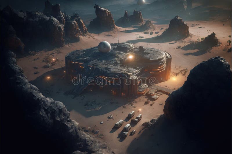 Scifi Moon Base with Futuristic Advance Structure Design on Alien ...