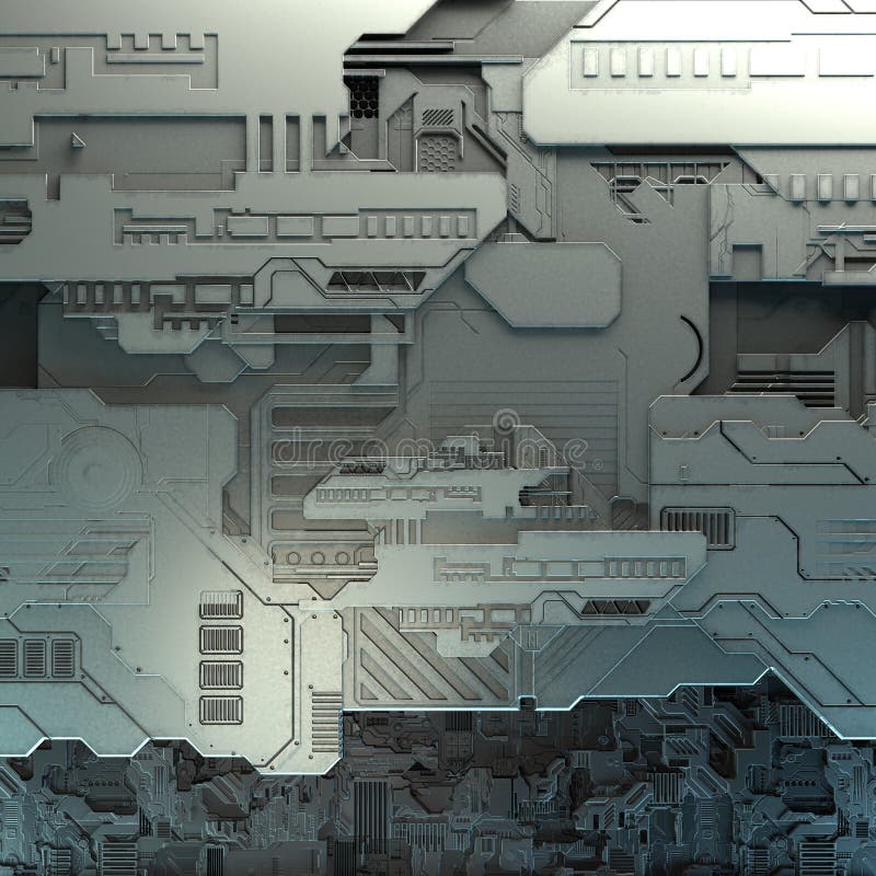 SciFi Panels. Futuristic Texture. Spaceship Hull Geometric Pattern. 3d ...