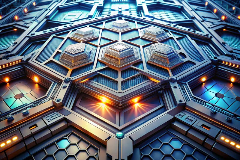 SciFi Panels. Futuristic Texture. Spaceship Hull Geometric Pattern. 3D ...