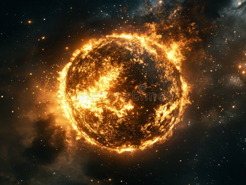 Scifi Planet Explosion Blast in Space Stock Illustration - Illustration ...