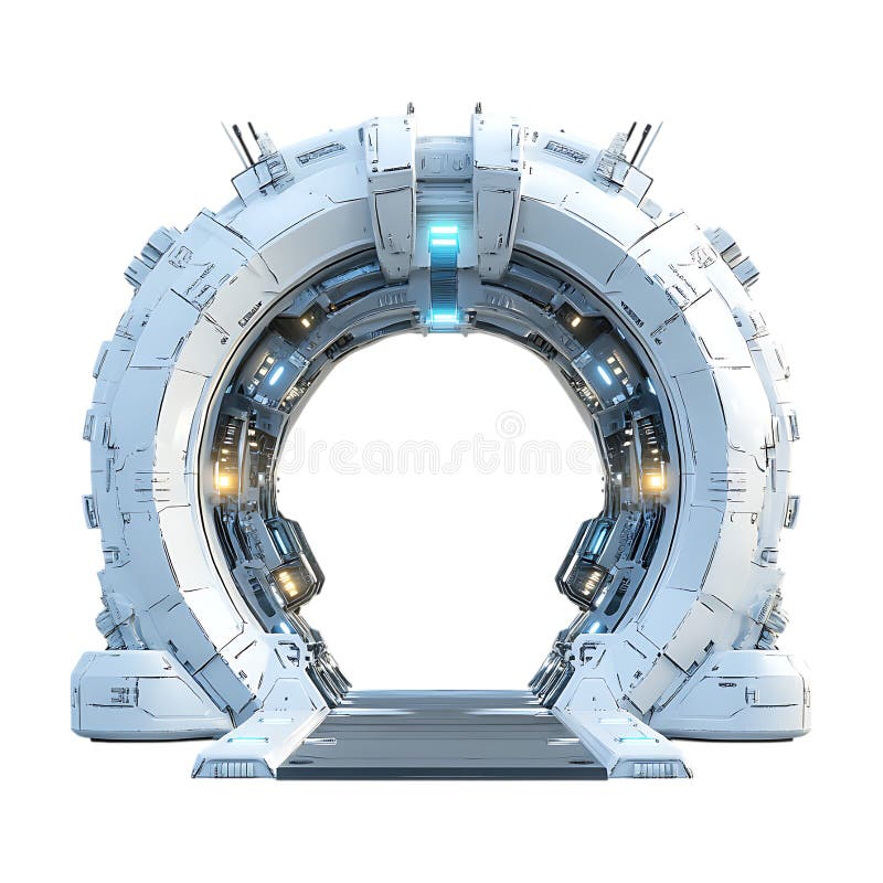 SciFi Portal 3D Render Futuristic Gate on Transparent Background Stock ...