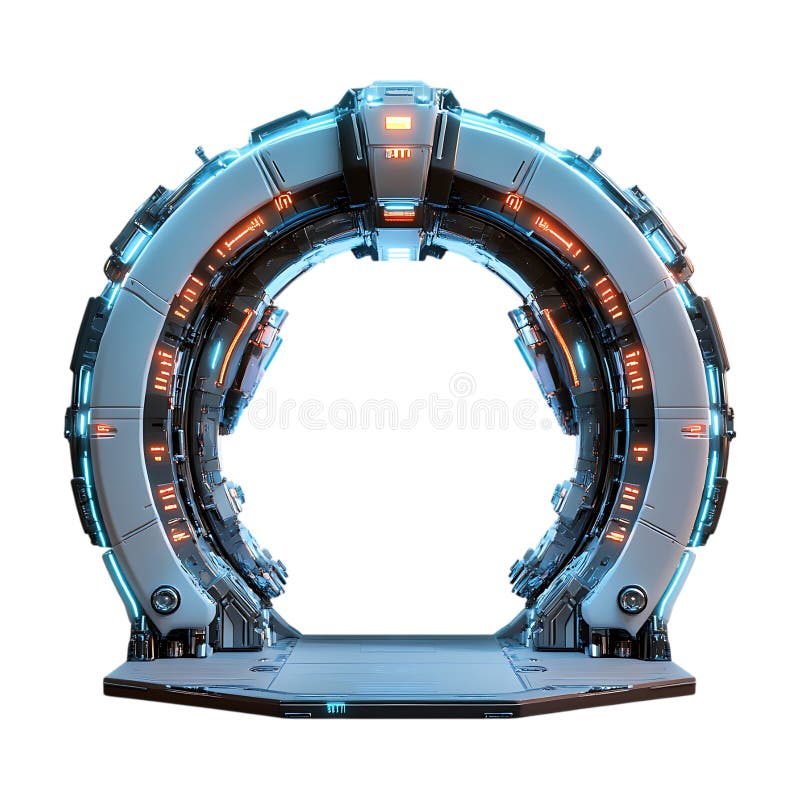 SciFi Portal 3D Render Futuristic Gateway on Transparent Background ...
