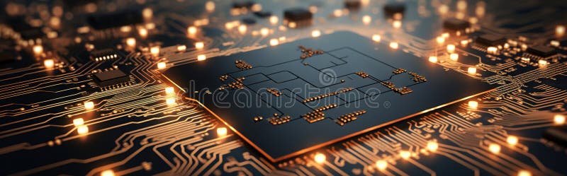 SciFi Processor Banner stock illustration. Illustration of lights ...