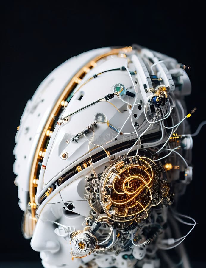 Scifi-robotisches Gehirnorgansystem Cyborg-Gehirn. Generative Hilfe ...