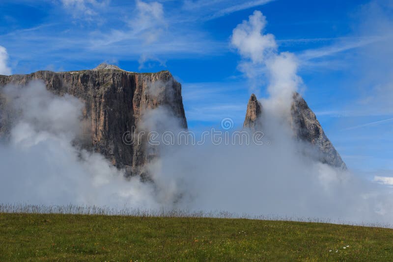 Sciliar in the clouds stock photo. Image of hiking, santner - 52779368
