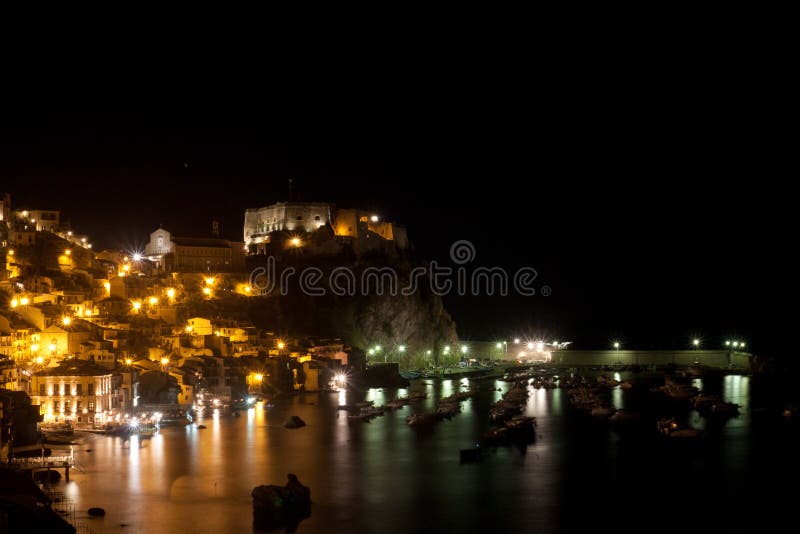 Scilla Castle Taken by a Night Shot Stock Image - Image of italy ...