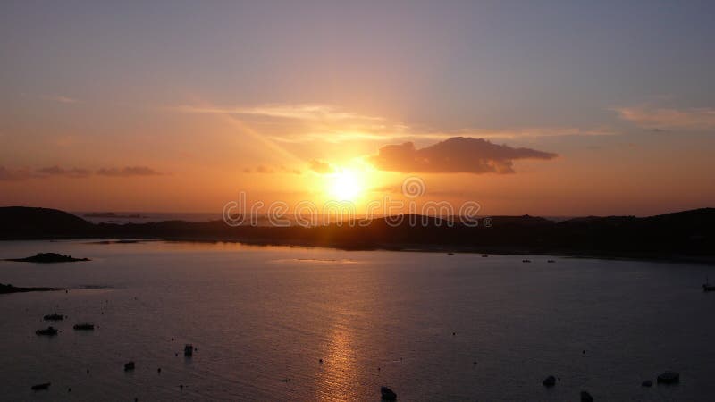 Scilly Sunset stock image. Image of boats, ocean, island - 59769419