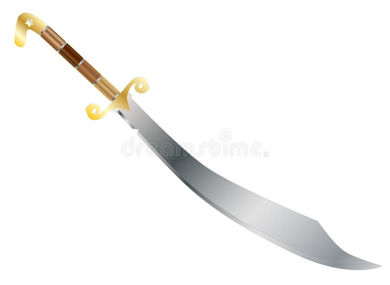 Scimitar Sword Outline Drawing on White Stock Vector - Illustration of ...