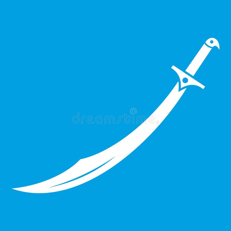 Scimitar sword icon white stock vector. Illustration of history - 121298625