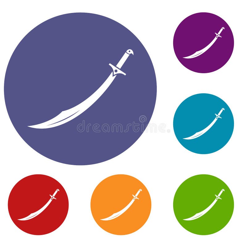 Scimitar sword icons set stock vector. Illustration of collection ...
