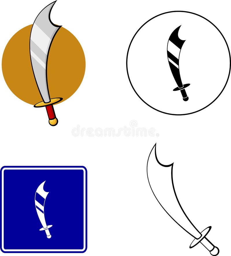 Scimitar Sword Outline Drawing on White Stock Vector - Illustration of ...