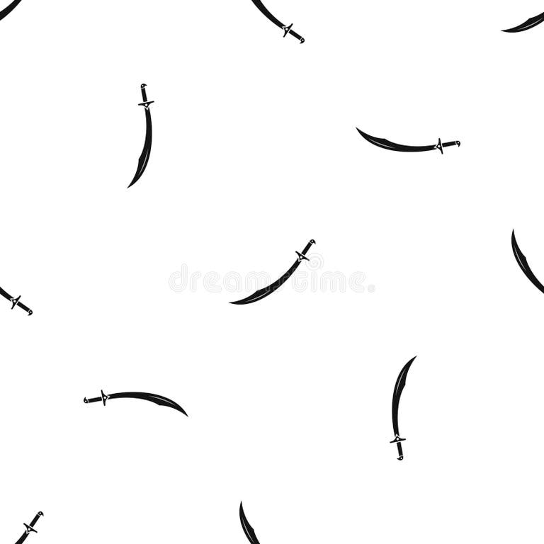 Scimitar Sword Pattern Seamless Black Stock Vector - Illustration of ...