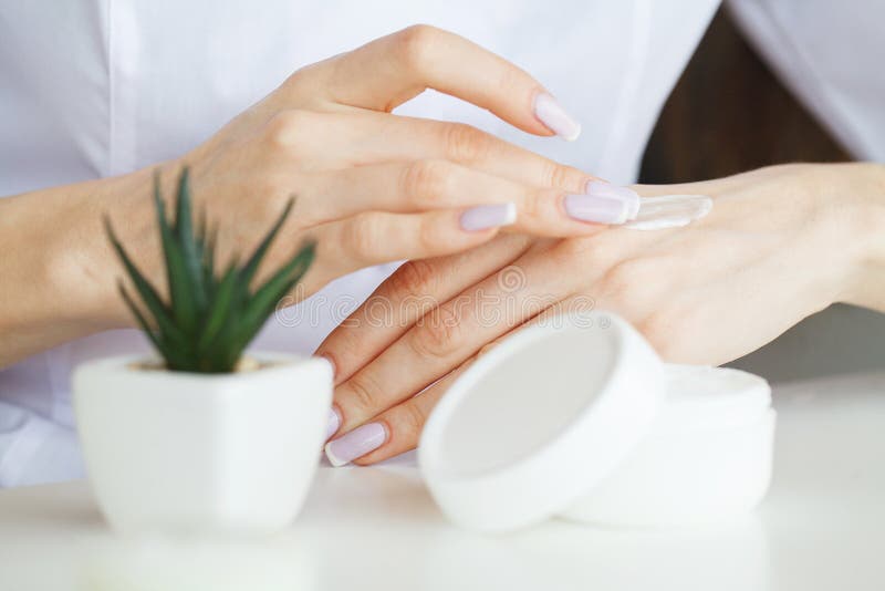 Scin Care. Scientist Hands Testing Texture of Beauty Products Stock ...