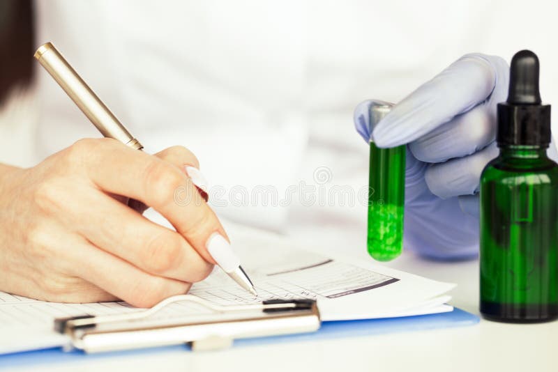 Scin Care. Scientist Hands Testing Texture of Beauty Products Stock ...