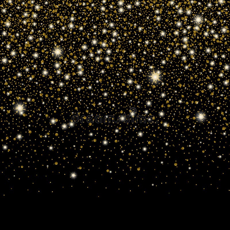 Scintillement De Confettis D'or Sur Le Fond Noir Illustration de ...