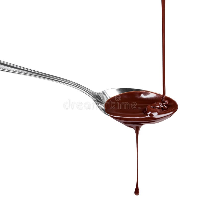Sciroppo Di Cioccolato Che Cola Dal Cucchiaio Fotografia Stock ...