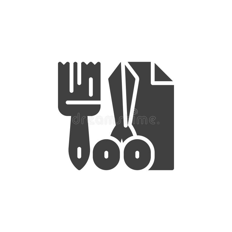 Scissor with Brush and Paper Vector Icon Stock Vector - Illustration of ...