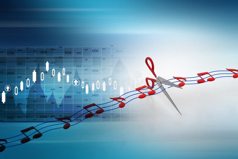 Scissor Cutting the Musical Notes Stock Illustration - Illustration of ...