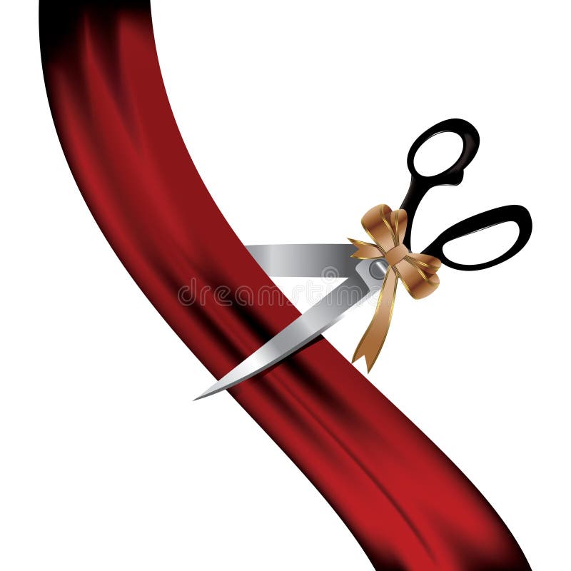 Scissor Cutting Ribbon. Vector Illustration Decorative Design Stock ...