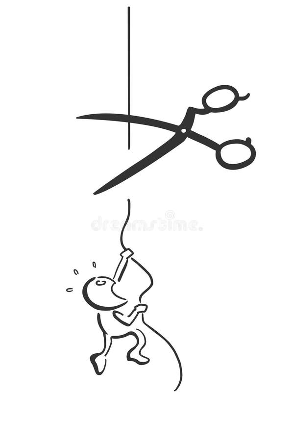 Scissor cutting rope draw stock vector. Illustration of people - 280650649