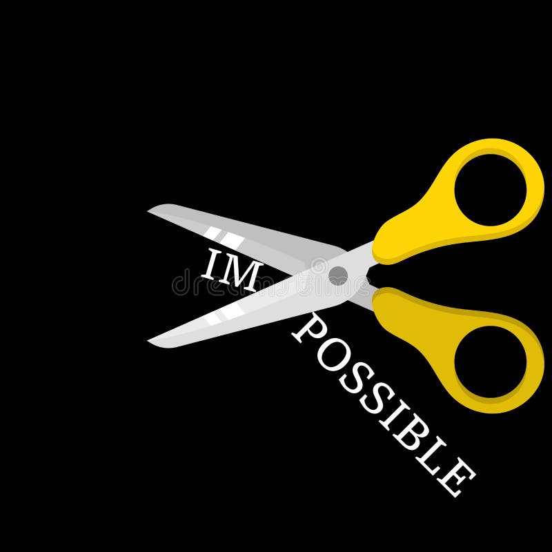 Scissor Cutting Word Impossible. Stock Photo - Image of cutting, life ...