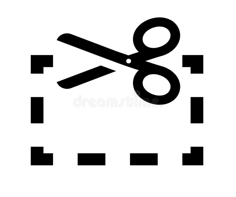 Scissor Icon with Cut Here Dotted Lines Stock Vector - Illustration of ...