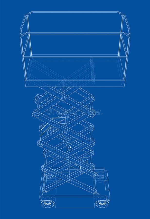 Scissor Lift Outline Blueprint Stock Illustrations – 130 Scissor Lift ...