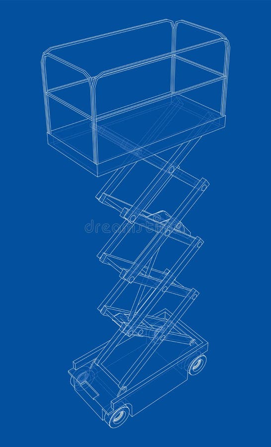 Scissor Lift Outline Blueprint Stock Illustrations – 130 Scissor Lift ...