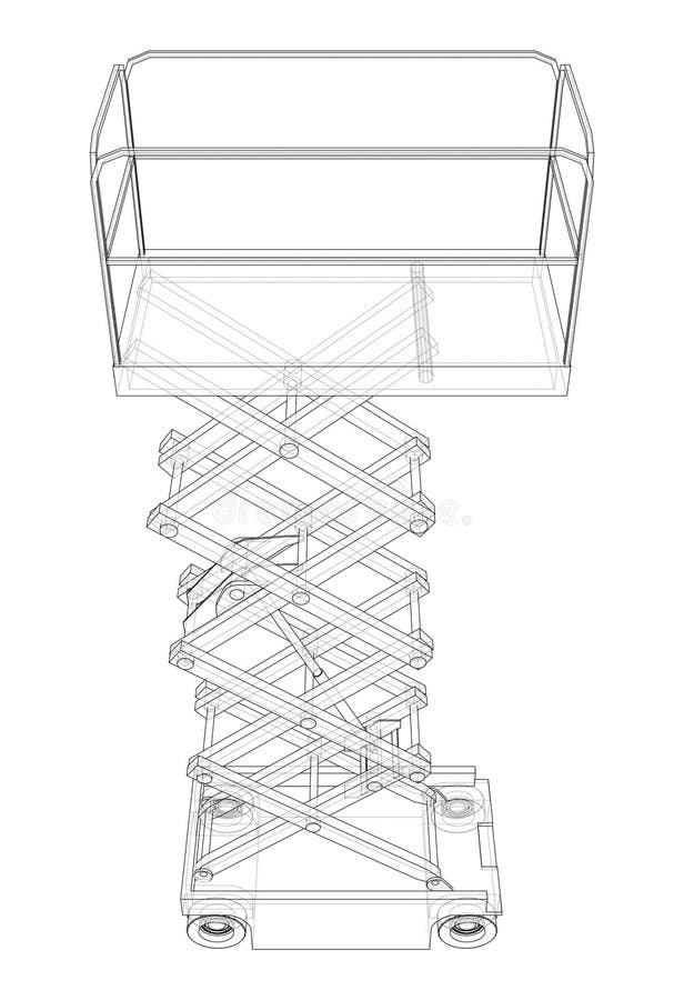 Scissor Lift Outline Blueprint Stock Illustrations – 130 Scissor Lift ...