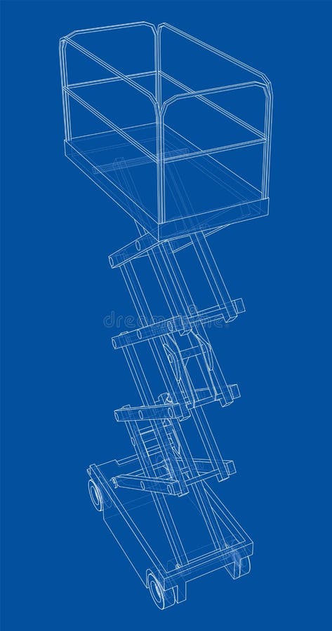 Scissor Lift Outline Blueprint Stock Illustrations – 130 Scissor Lift ...