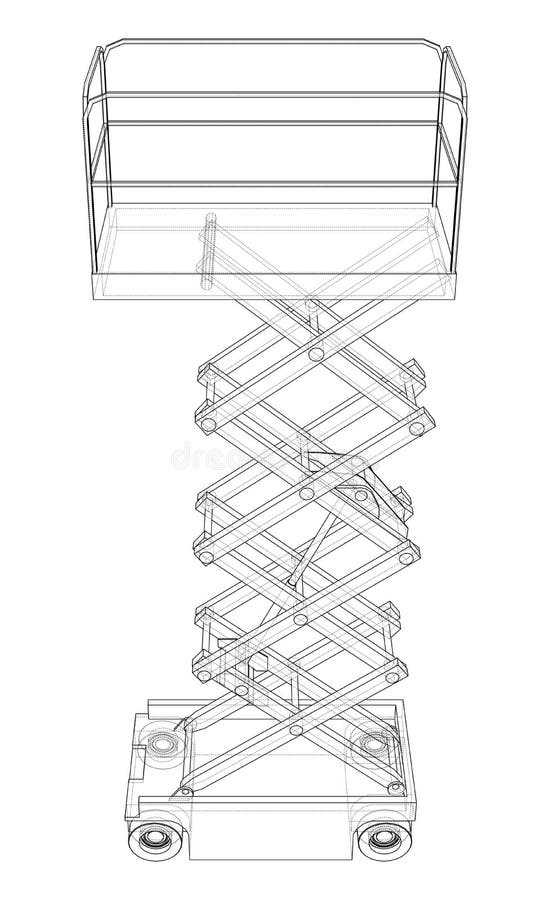 Scissor Lift Concept Outline Stock Illustration - Illustration of ...