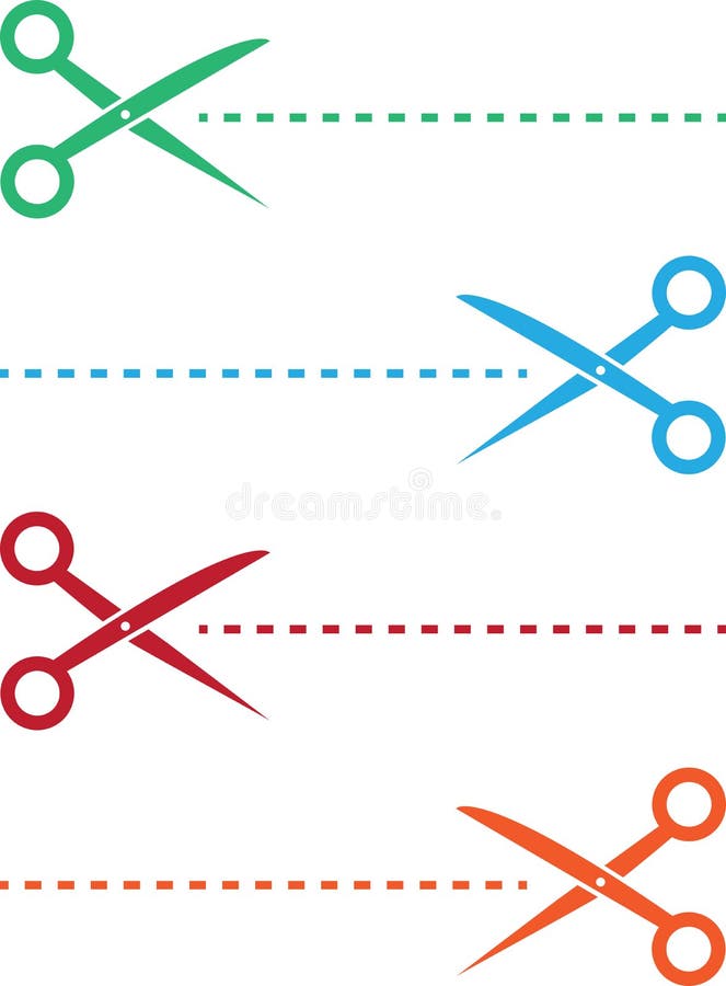 Isolated Colorful Scissors and Dotted Line Stock Vector - Illustration ...
