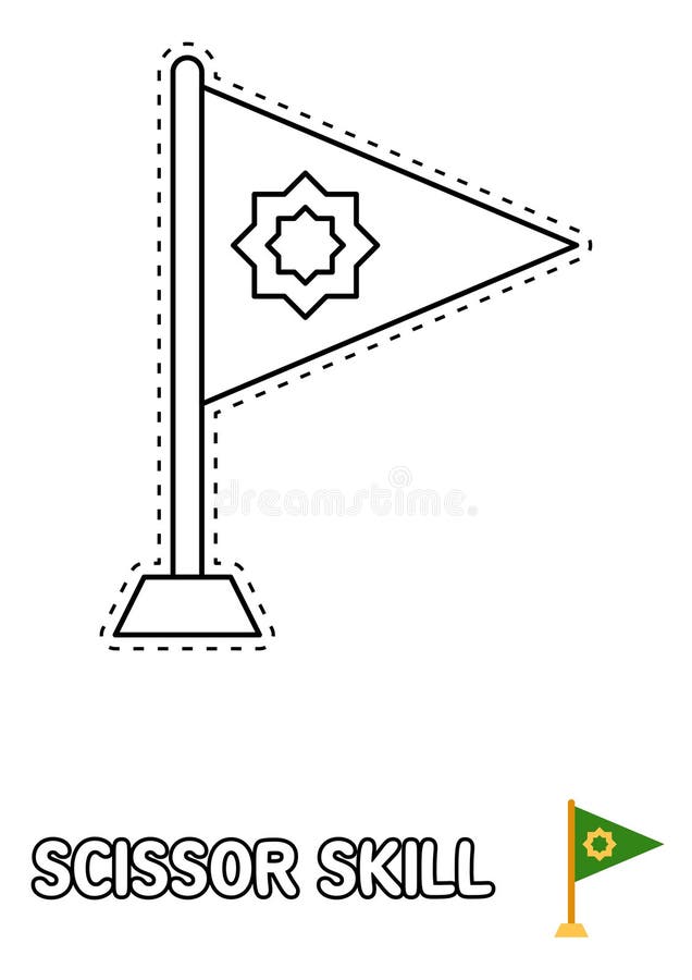 Scissor Skill Page with Flag for Kids Stock Vector - Illustration of ...