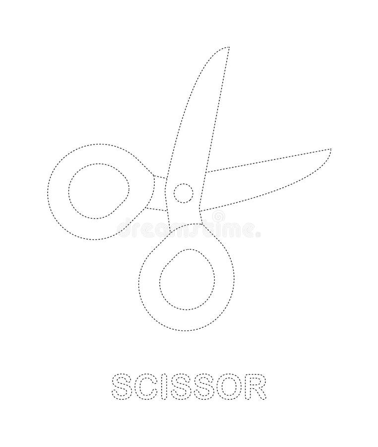 Scissor Tracing Worksheet for Kids Stock Vector - Illustration of ...