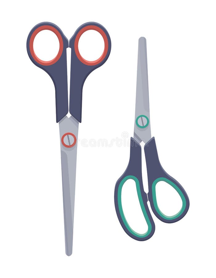 Scissor. Vector Flat Isolated Stationery Set Stock Vector ...