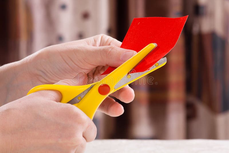 Hands Cutting a Paper with Scissors Stock Photo - Image of element ...