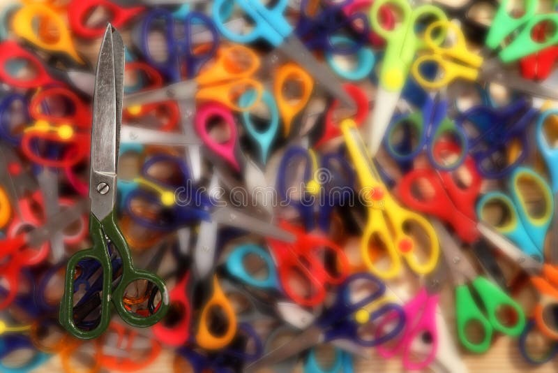 Scissors on Background of Scissors Stock Image - Image of multicolor ...