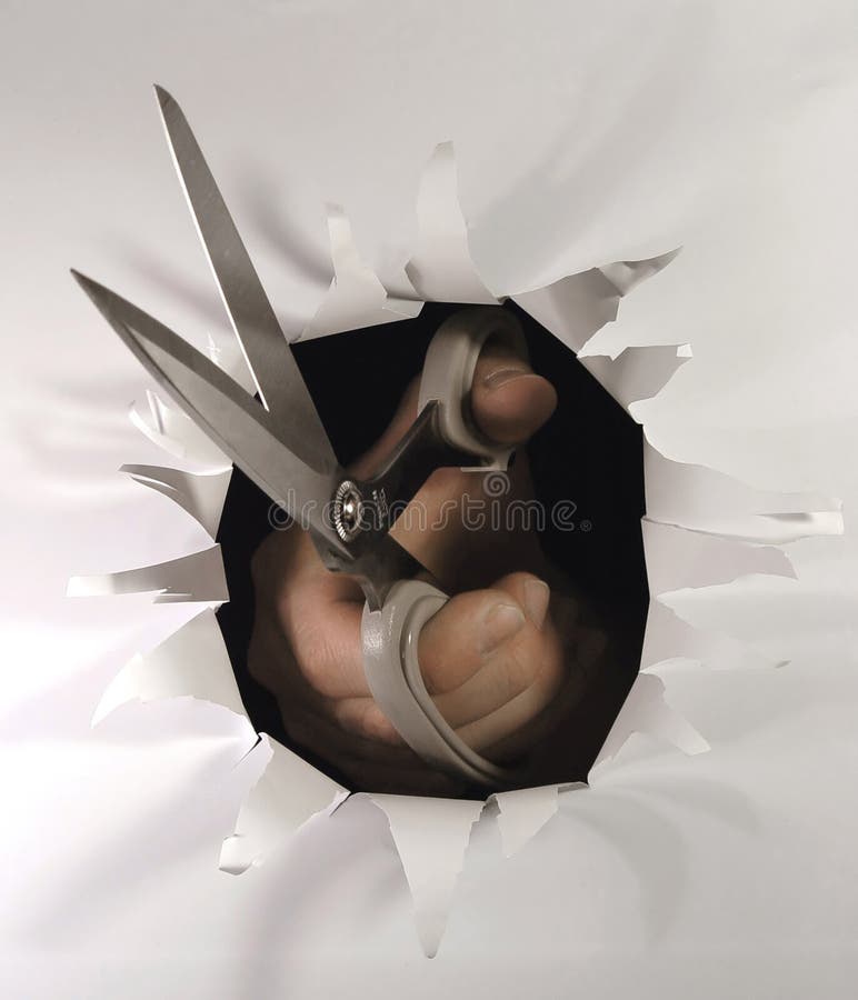 Scissors beat paper stock photo. Image of triumph, paper - 437866
