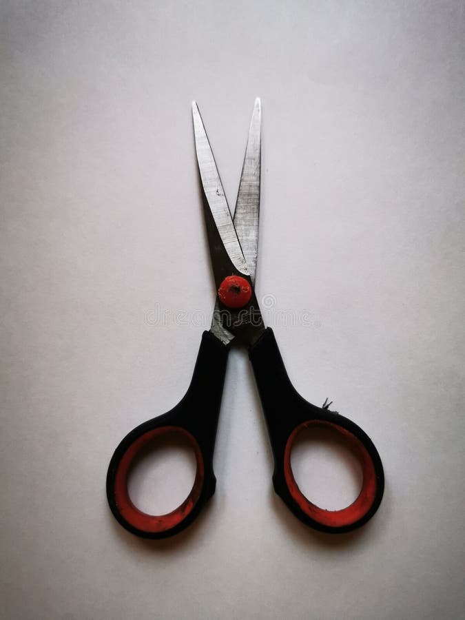 Scissors in Black on White Ground Stock Image - Image of white ...