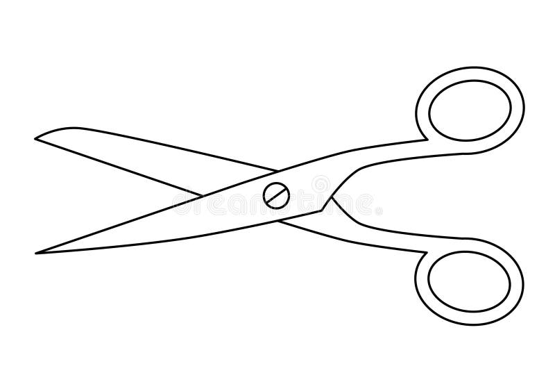 Scissors, Black and White Vector Illustration of Hand-operated Shearing ...