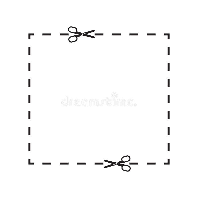 Scissors Border Icon. Dotted Line Illustration. Simple Cutout Template ...