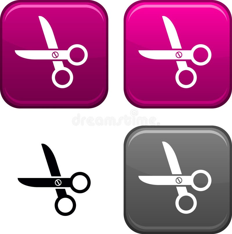 Scissors button. stock vector. Illustration of gray, button - 13964862