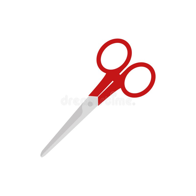 Scissors Cartoon. Scissors with Red Handle Isolated on White Background ...