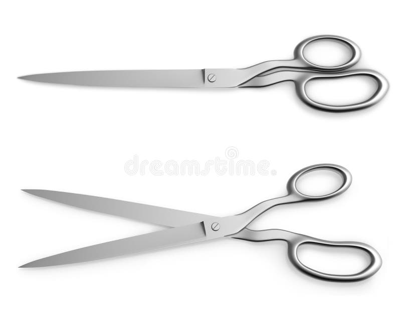 Scissors closed and opened stock illustration. Illustration of craft ...
