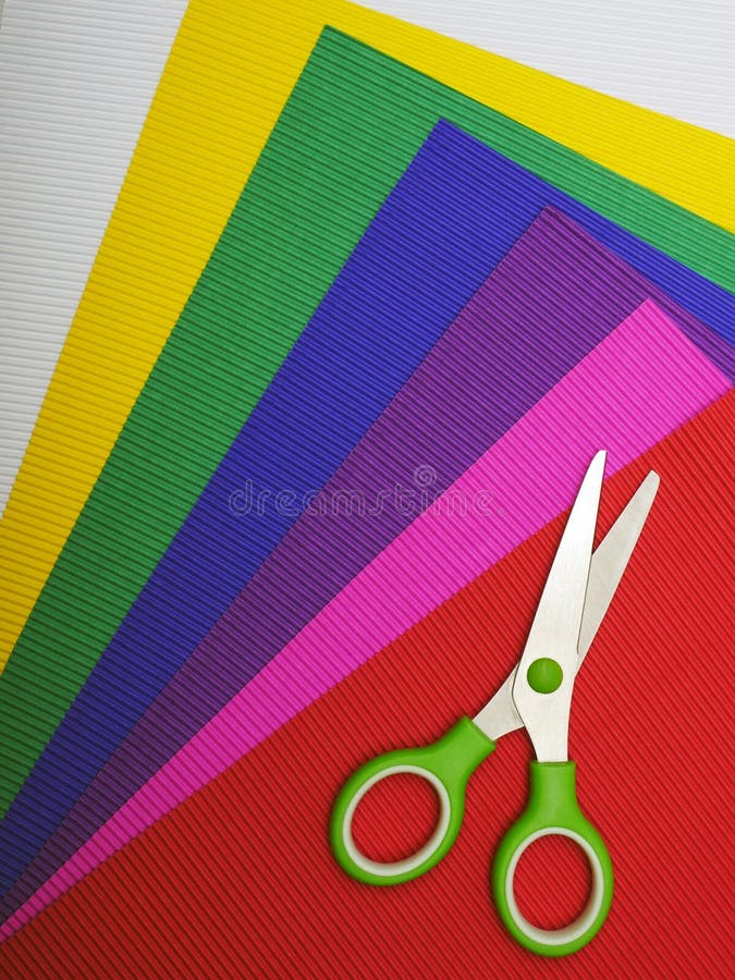 Scissors on Color Paper Background Stock Image - Image of objects ...
