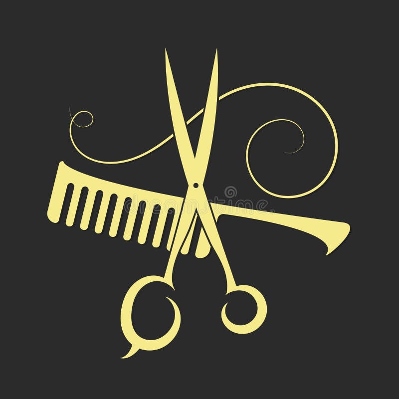 Scissors, Comb and Hair Silhouette Stock Illustration - Illustration of ... Scissors, Comb and Hair Silhouette Stock Illustration - Illustration of ...