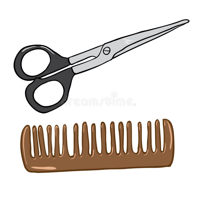 Scissors and comb stock vector. Illustration of steel - 69908976